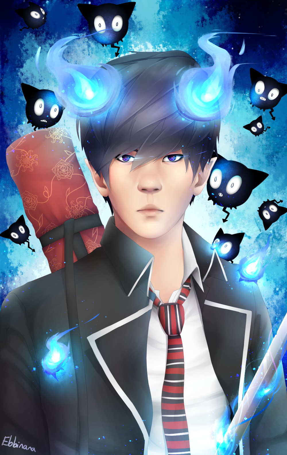 Demon In Blue – Rin Okumura | Daily Anime Art